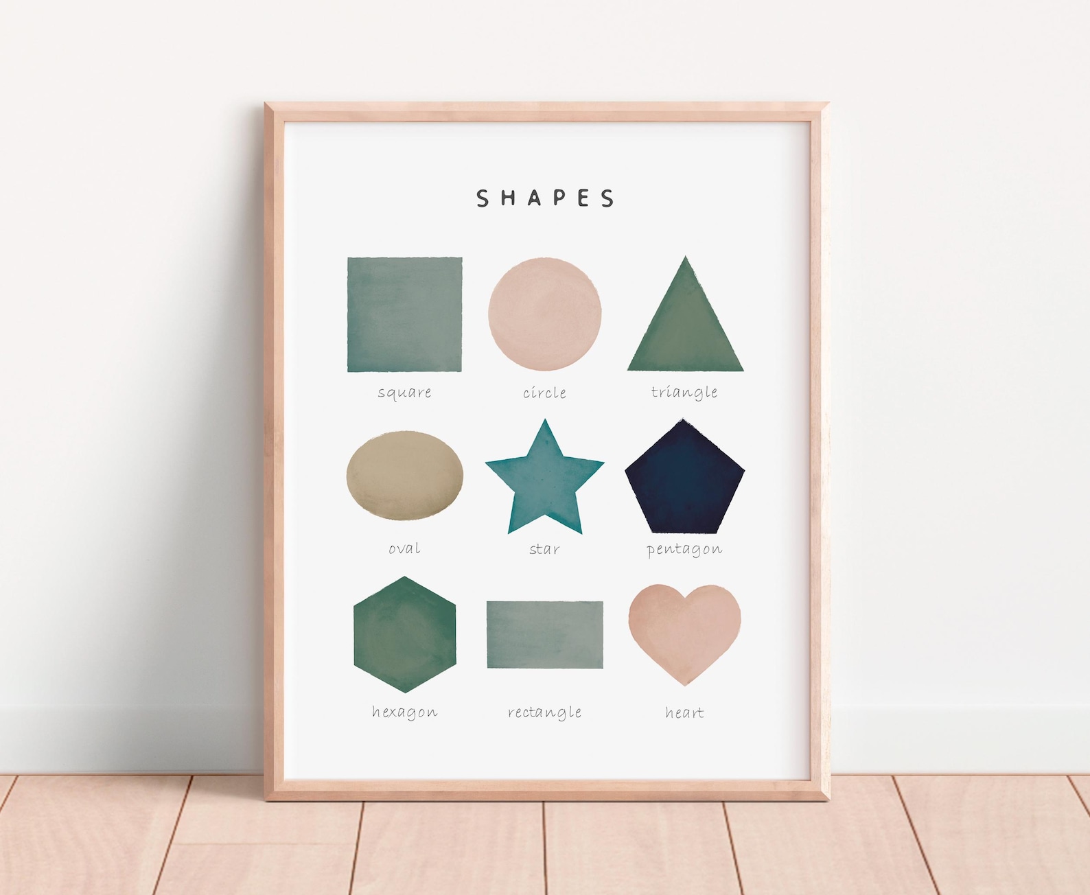 Shapes Educational Poster, Nursery Wall Decor, Aesthetic Playroom Print ...