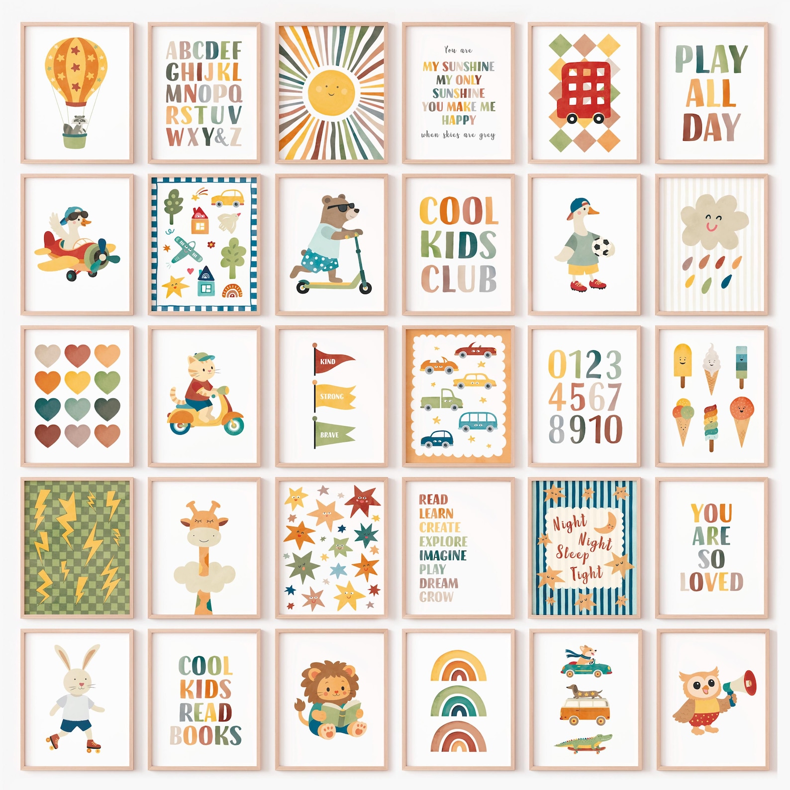 30 Kids Room Prints Bundle | Rainbow Nursery Wall Art | Playroom ...