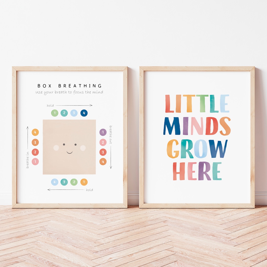 Classroom Posters Set: Box Breathing & Little Minds Grow Here (digital ...