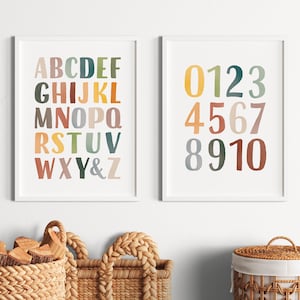 Rainbow Alphabet and Numbers, Homeschool Posters, Watercolor ABC Poster ...