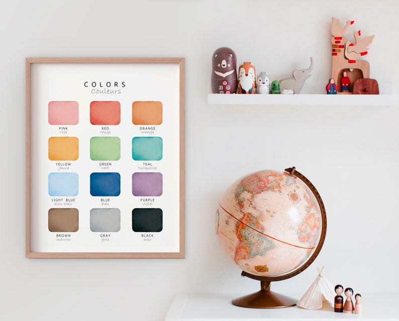 Bilingual French Educational Poster, Playroom Educational Poster ...