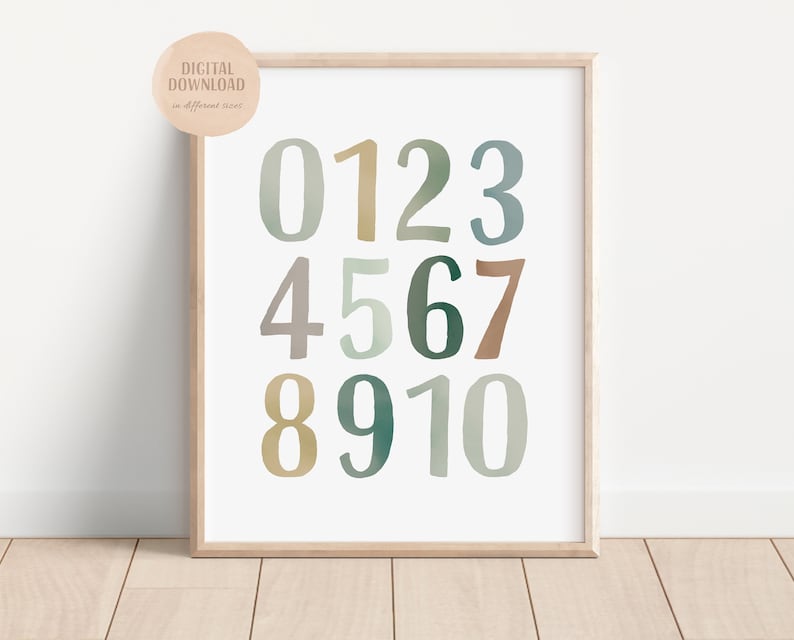 Earth Tones Numbers Poster, Educational Poster, Montessori Materials ...