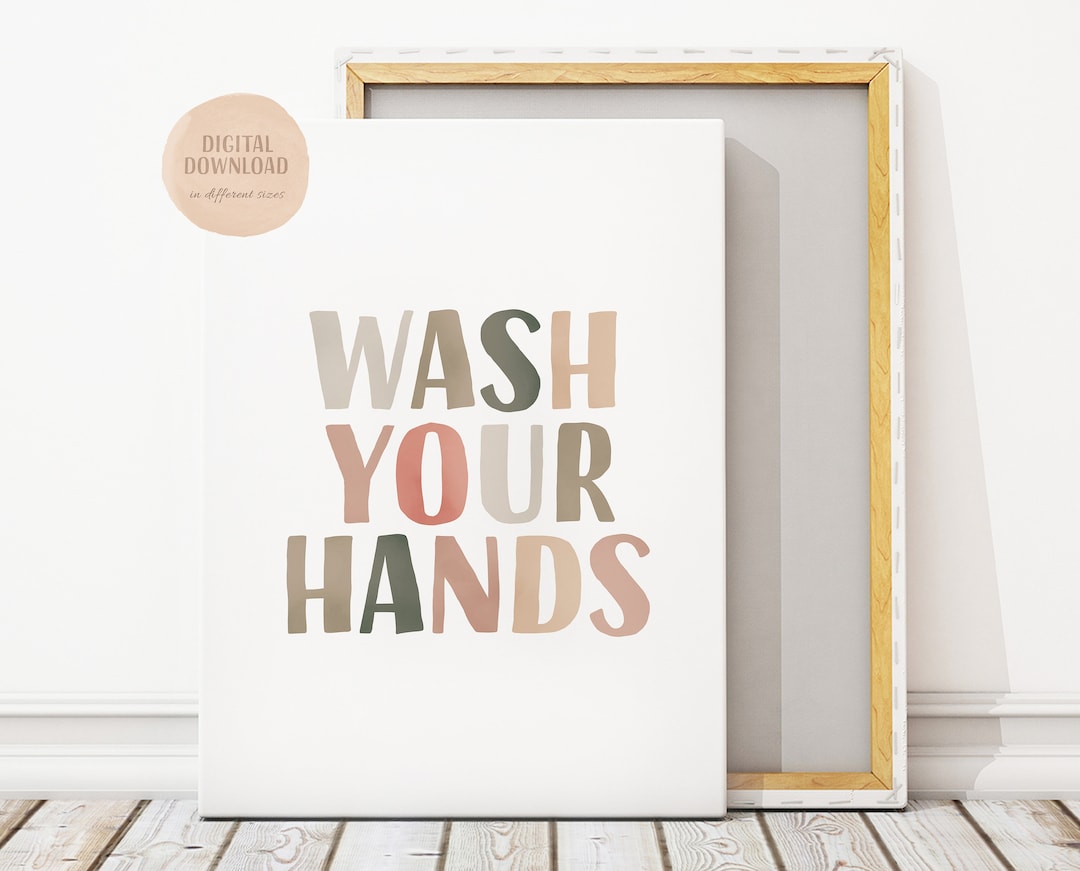 Wash Your Hands Print, Bathroom Poster, Printable Wall Art, Educational ...
