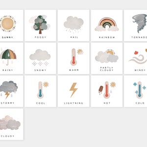 16 Weather Cards | Montessori Flashcards | Pre-school Cards ...