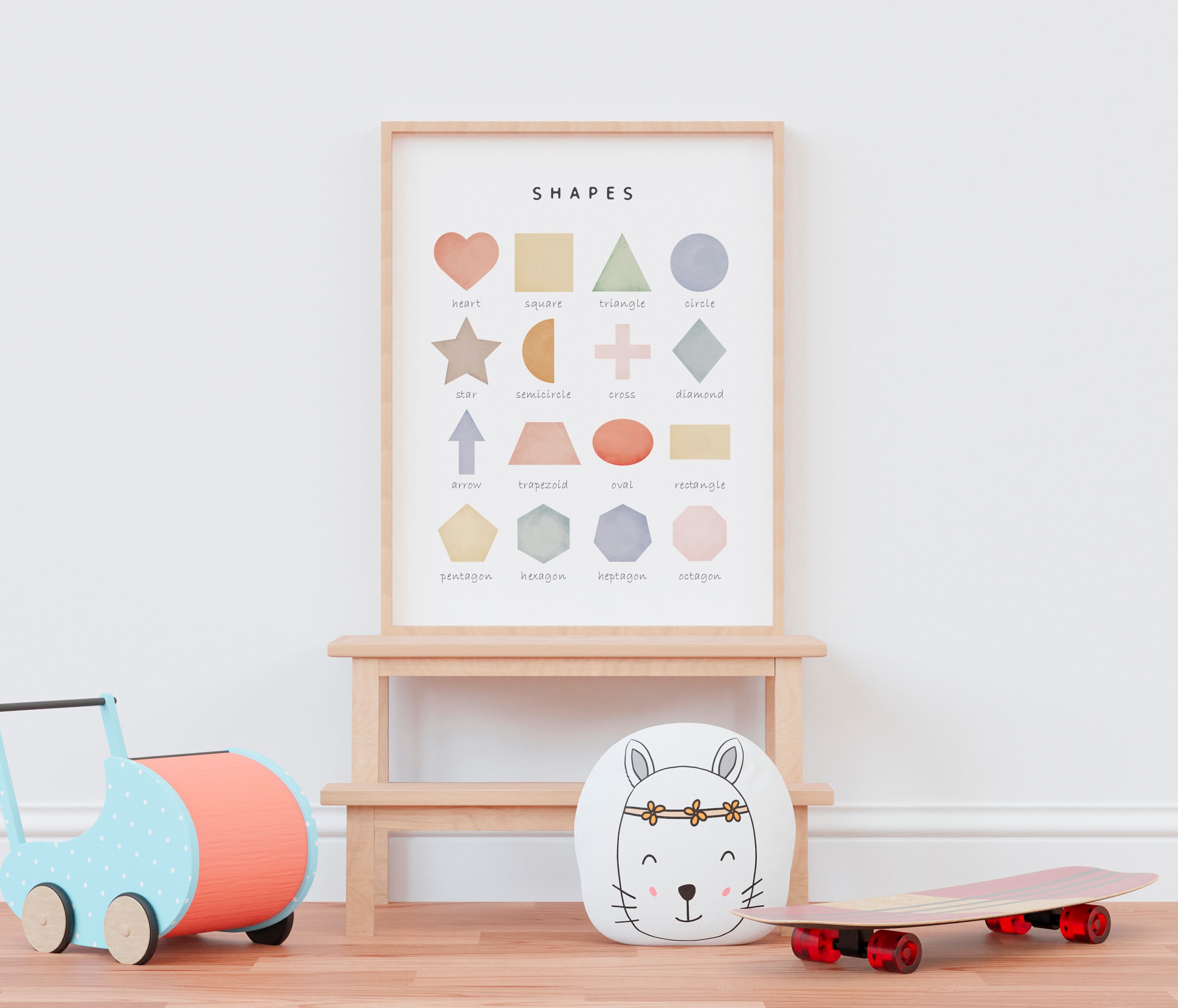 Pastel Shapes Poster: Watercolor Educational Wall Art (digital Download ...