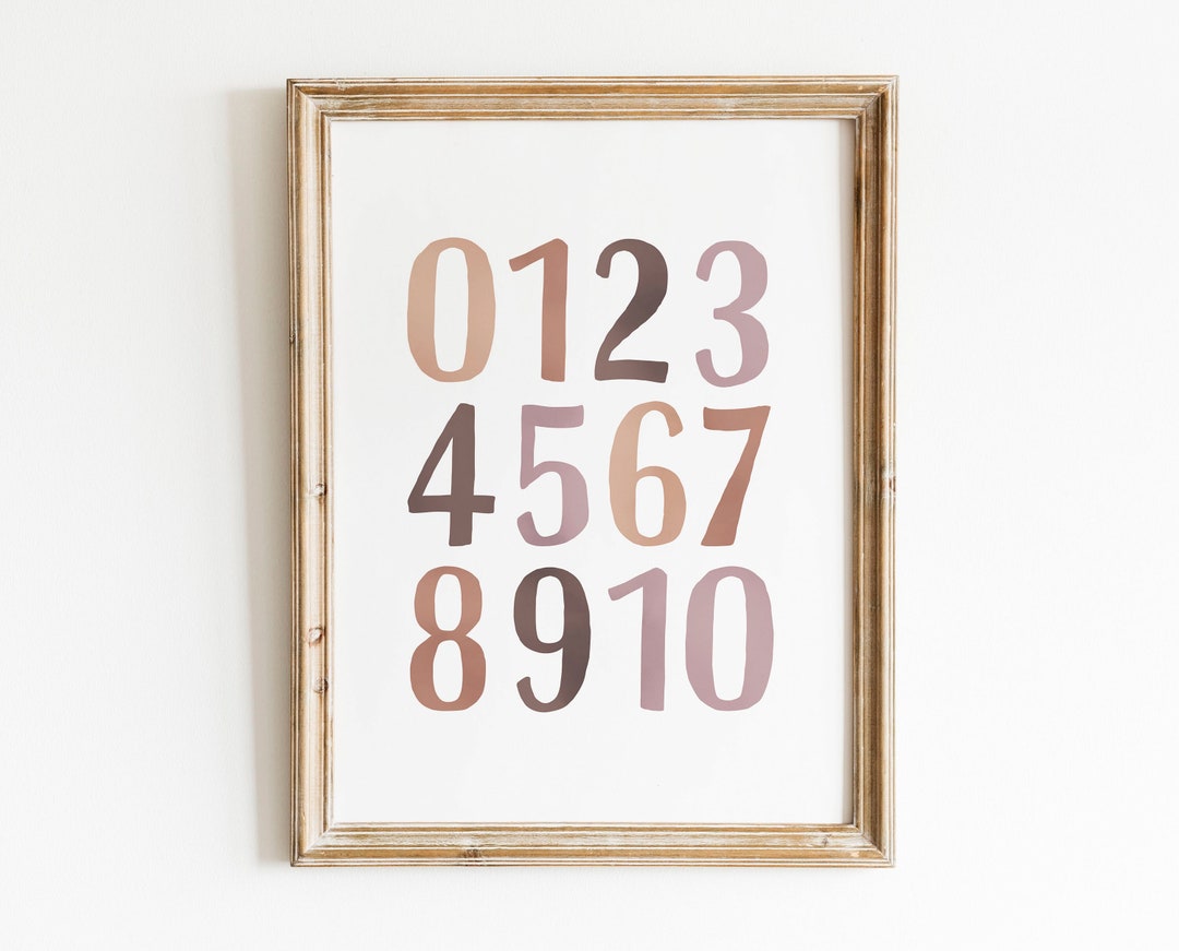Neutral Numbers Poster, Homeschool Numbers Print, Nursery Decor ...