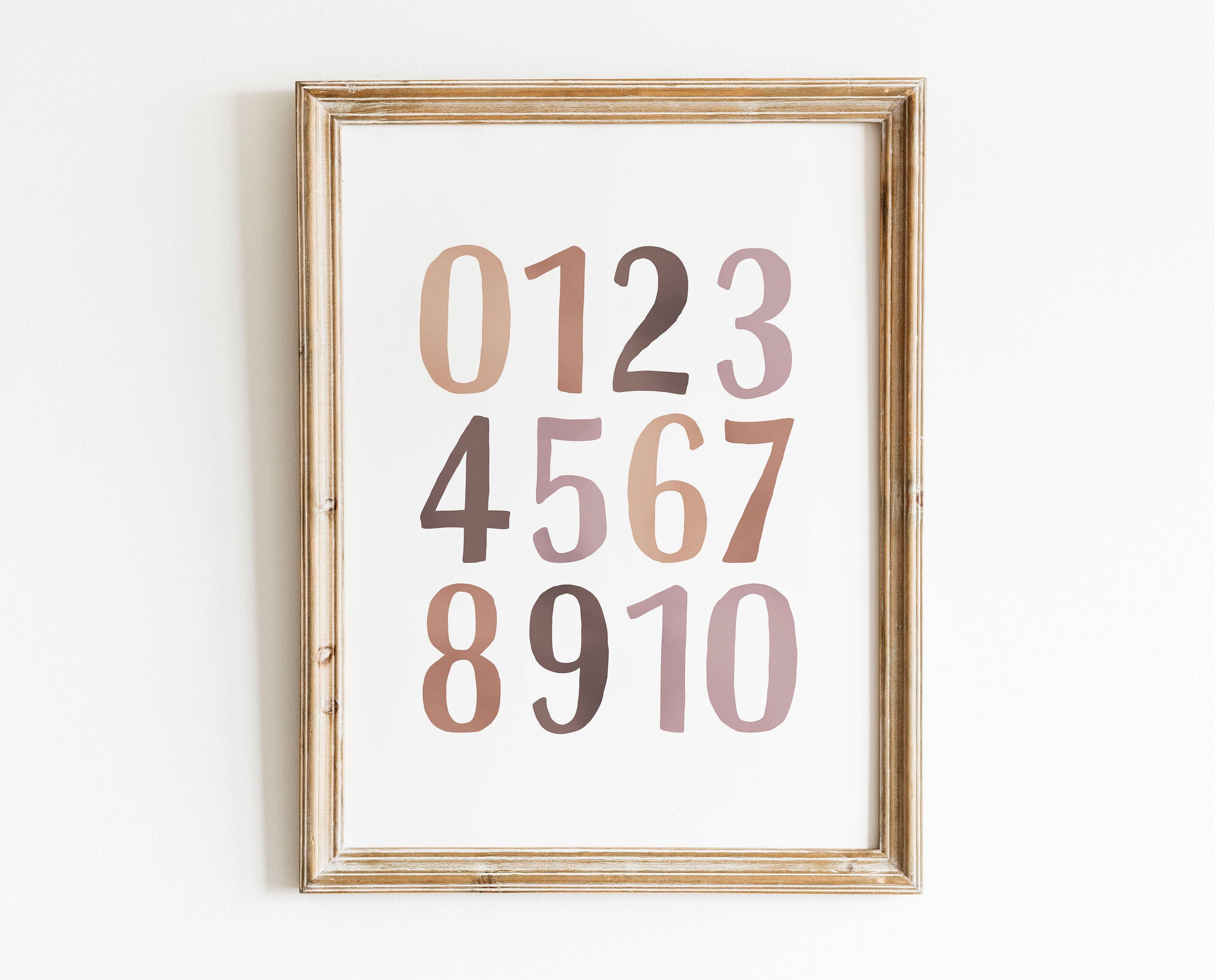 Neutral Numbers Poster Homeschool Numbers Print Nursery - Etsy