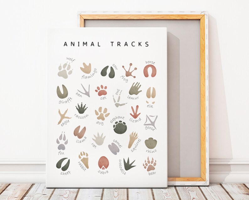 Animal Tracks Poster, Neutral Nursery Wall Decor, Playroom Poster ...
