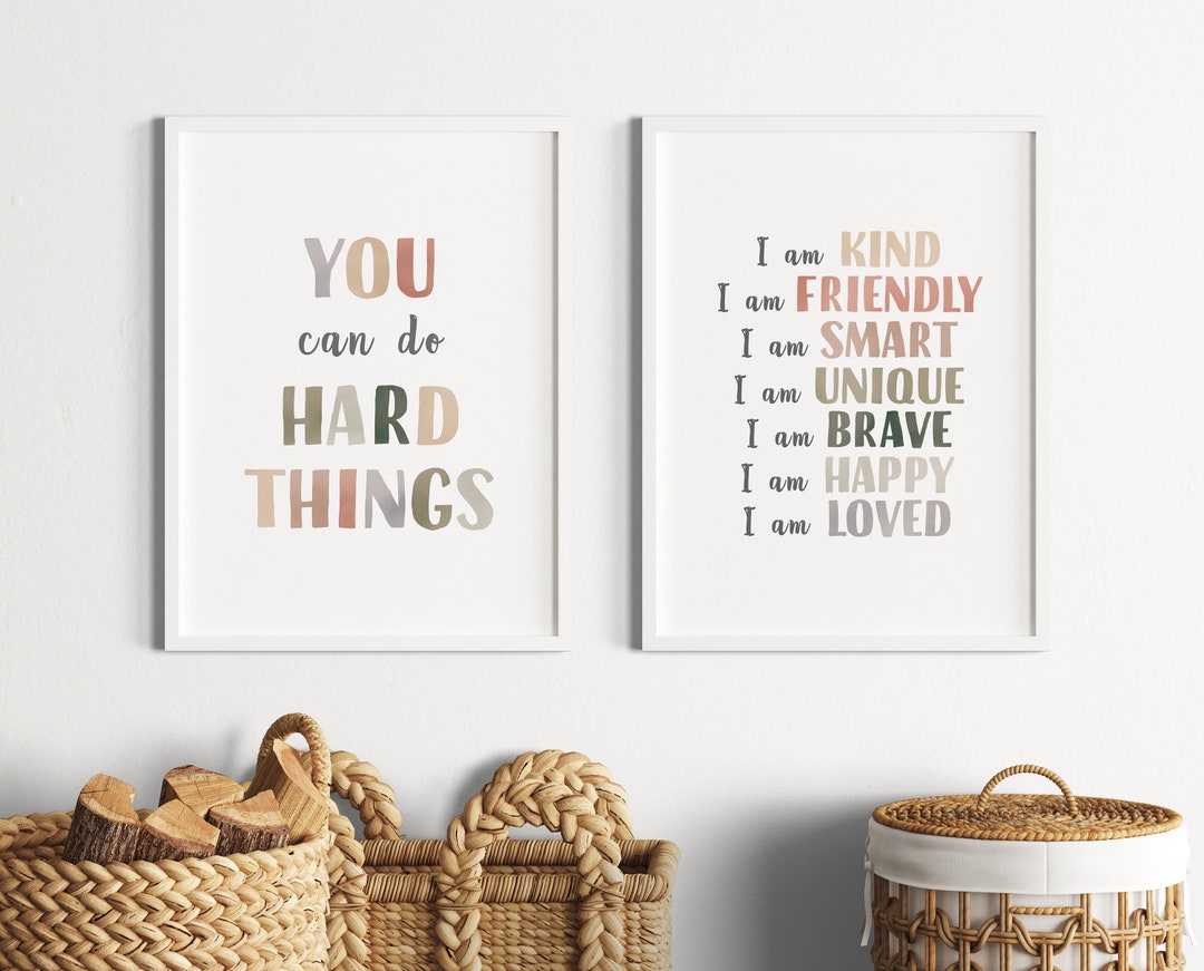 Set of 2 Affirmation Posters, Kids Positive Affirmation Wall Art, Daily ...