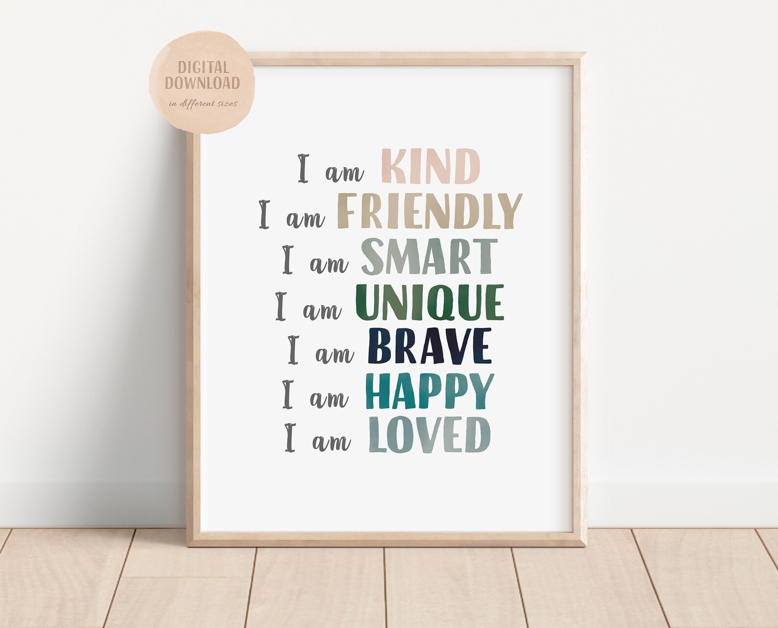 Kids Positive Affirmation Wall Art, Daily Affirmations Poster, Positive ...
