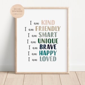 Kids Positive Affirmation Wall Art, Daily Affirmations Poster, Positive ...