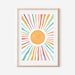 Watercolor Sun Poster, Sun Playroom Decor, Watercolour Nursery Prints ...