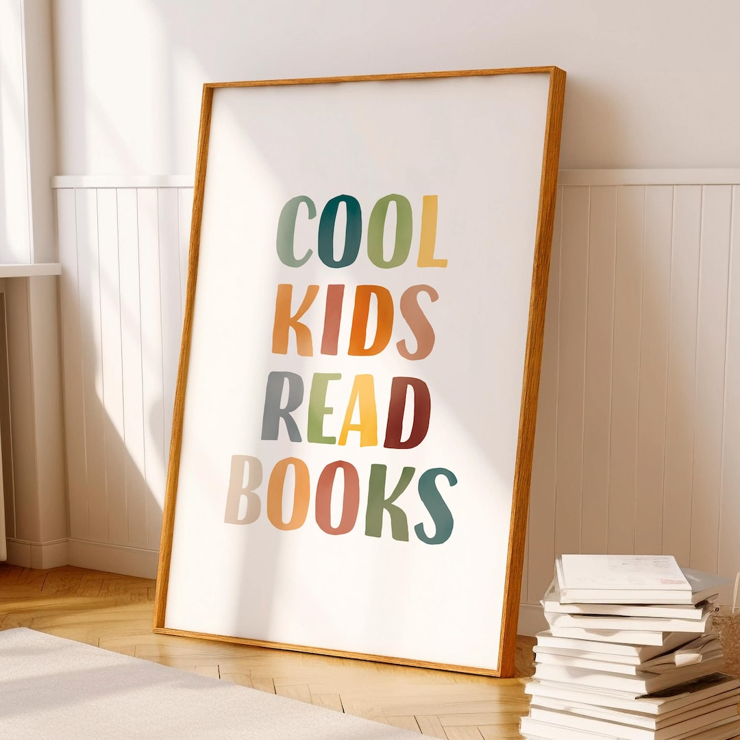 Cool Kids Read Books Poster, Rainbow Playroom Decor, Rainbow Classroom ...