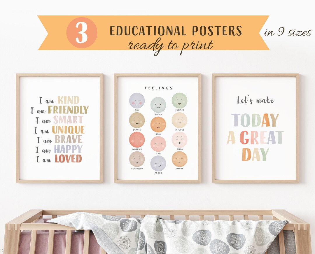 Set of Educational Posters, 3 Homeschool Prints, Montessori Classroom ...