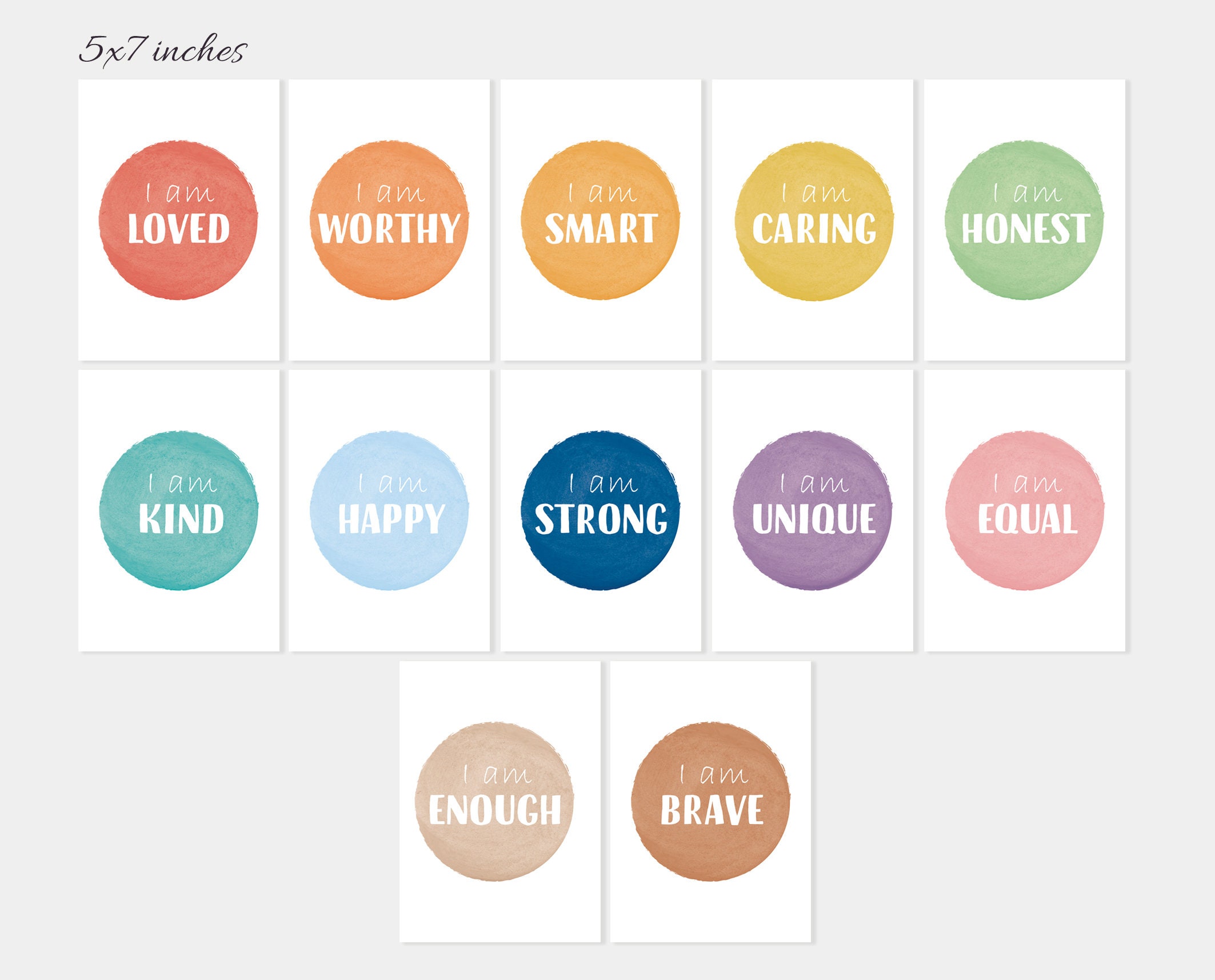 12 Affirmation Flash Cards Montessori Flash Cards - Etsy