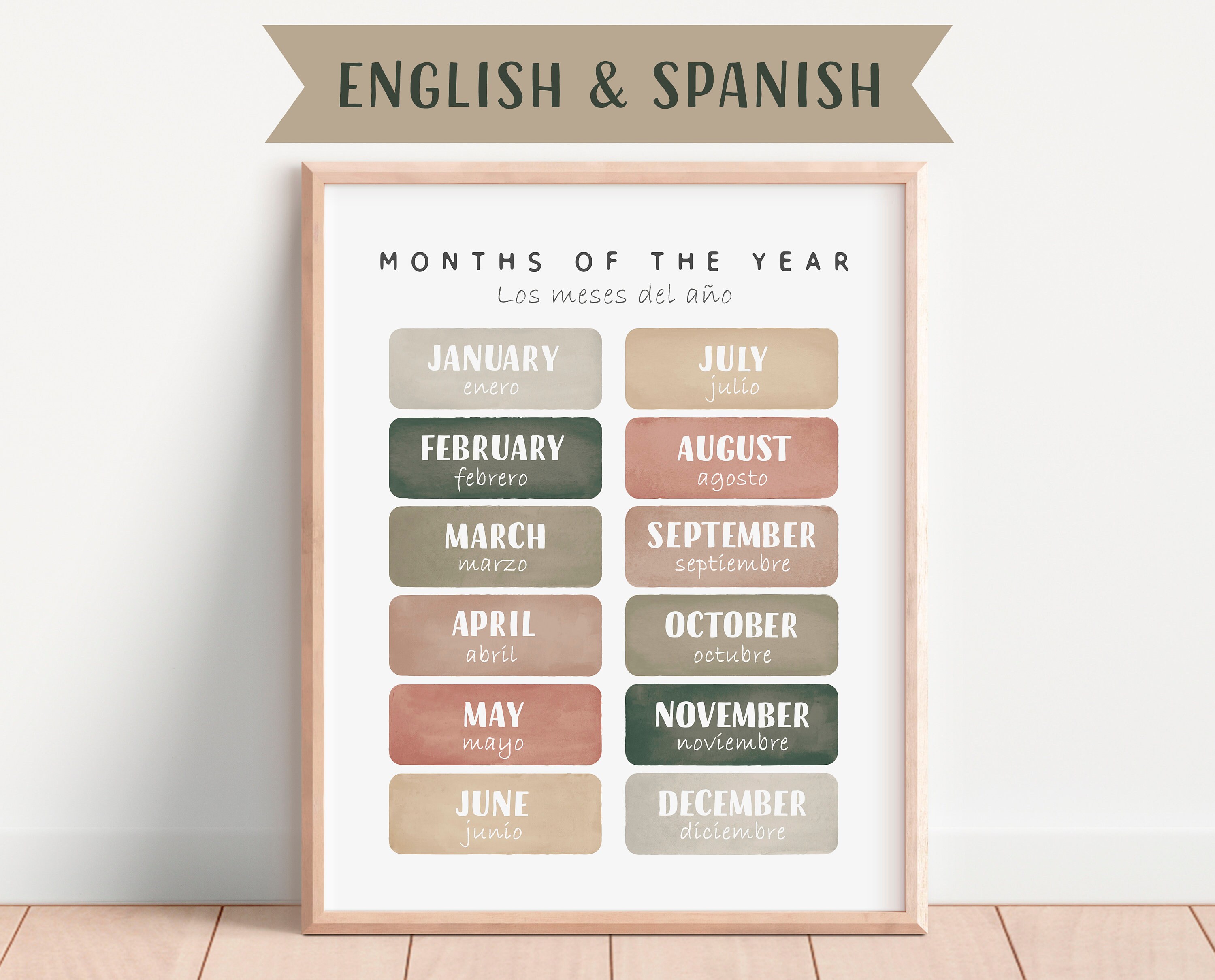 Bilingual Spanish Educational Poster Playroom Educational - Etsy