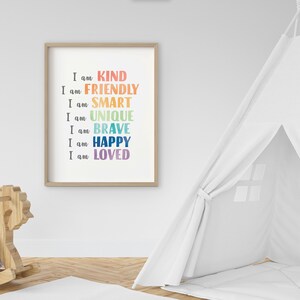 Kids Positive Affirmation Wall Art, Daily Affirmations Poster, Positive ...