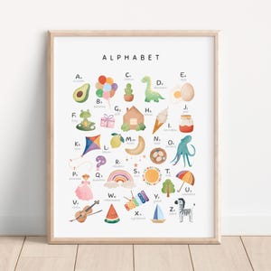 Rainbow Alphabet Poster, Nursery ABC Print, Rainbow Playroom Decor ...