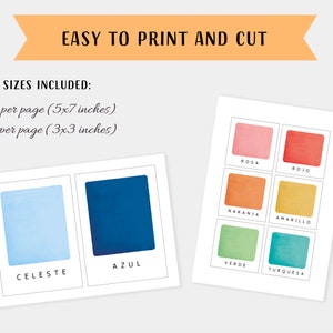 12 Spanish Color Cards, Montessori Flashcards, Spanish Cards ...