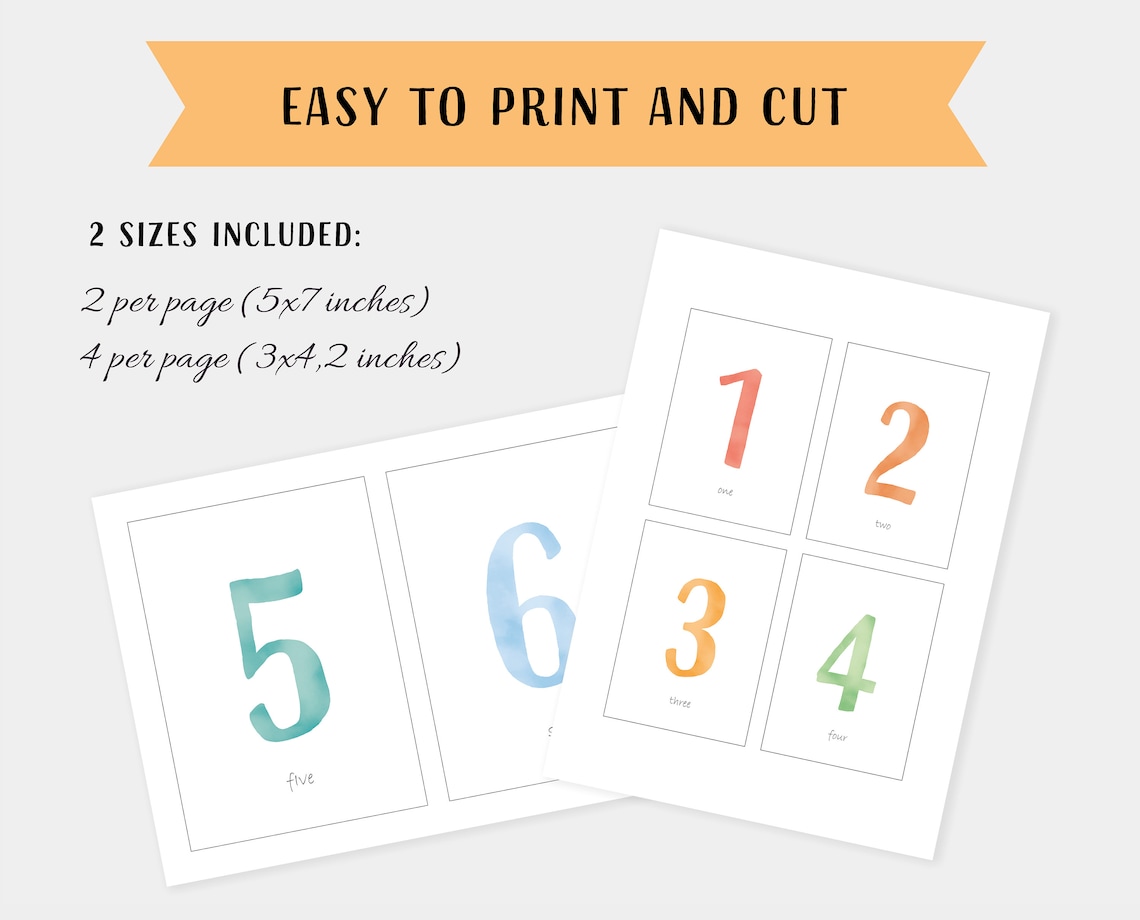 Numbers Flash Cards Preschool Counting Flash Cards Count and - Etsy