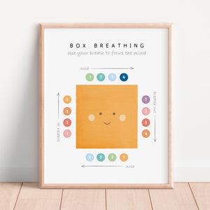 6 Mental Health Posters, Coping Skills, Box Breathing, Counselor Office ...
