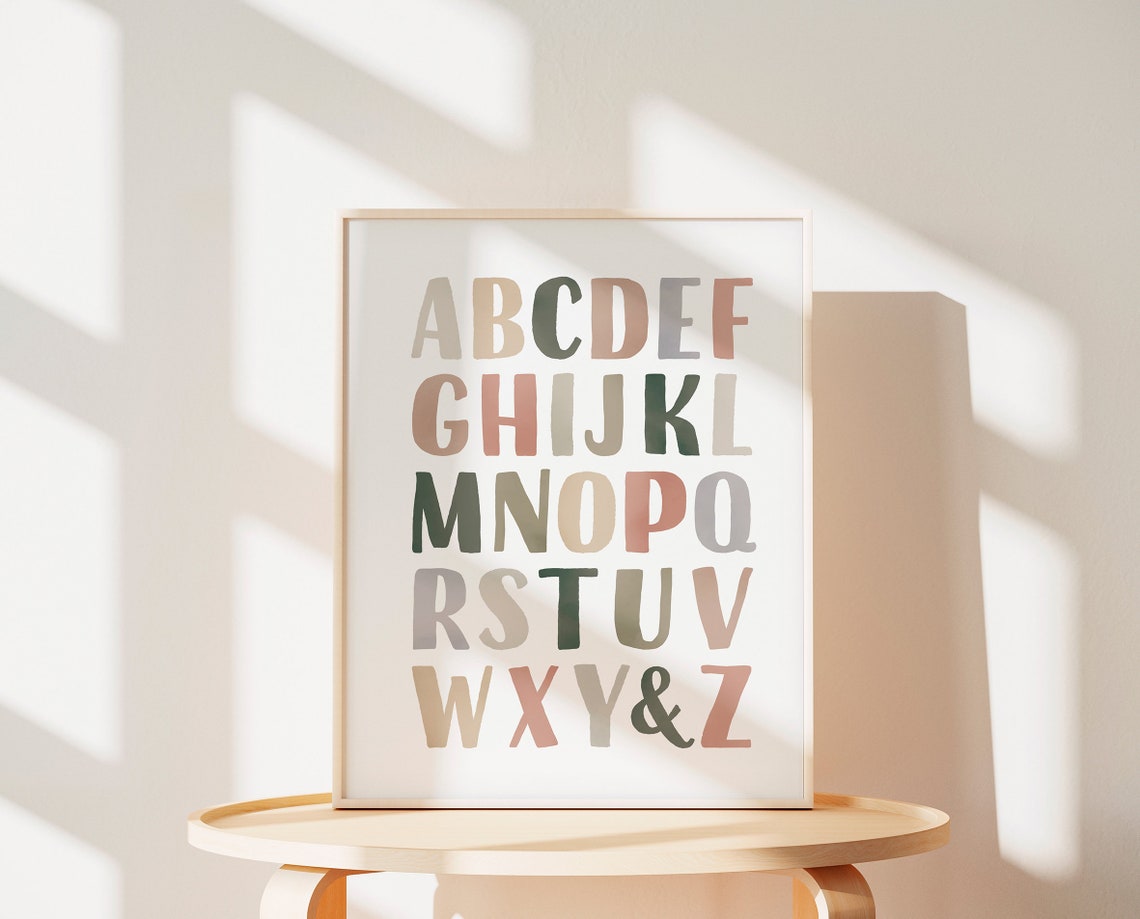 Neutral Alphabet Poster, Watercolour Alphabet, ABC Print, Nursery ...