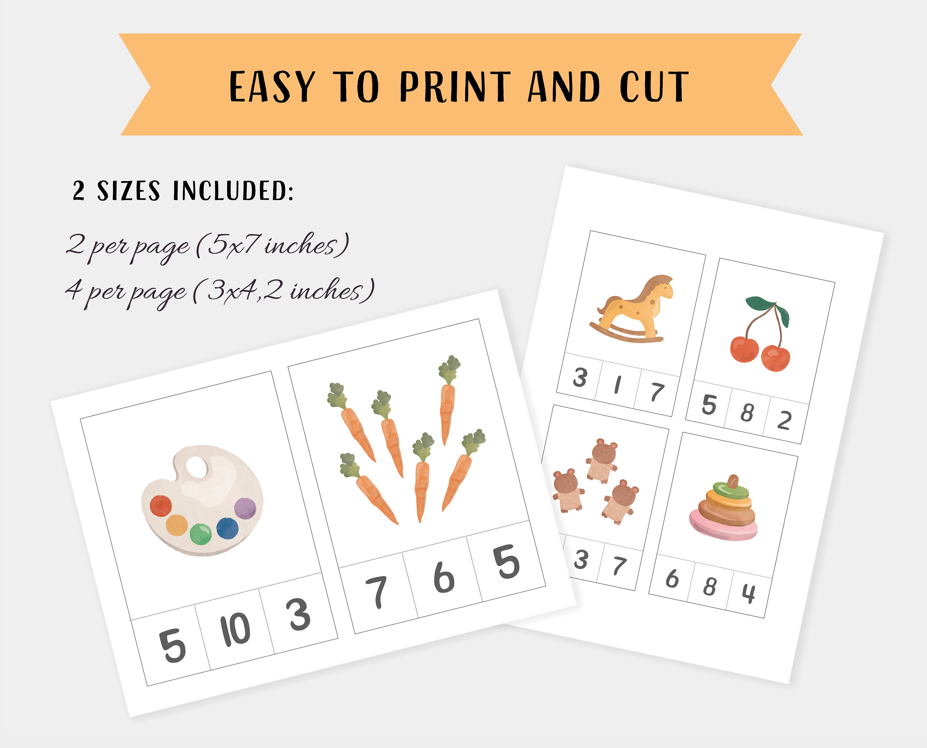 10 Number Cards Preschool Counting Flash Cards Count and - Etsy