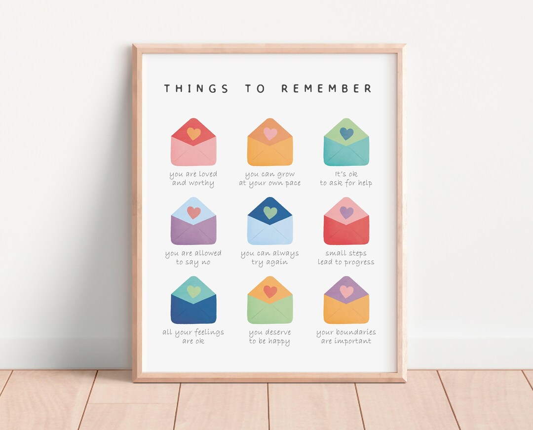 Things to Remember Poster, Coping Skills Poster, Therapist Office Decor ...