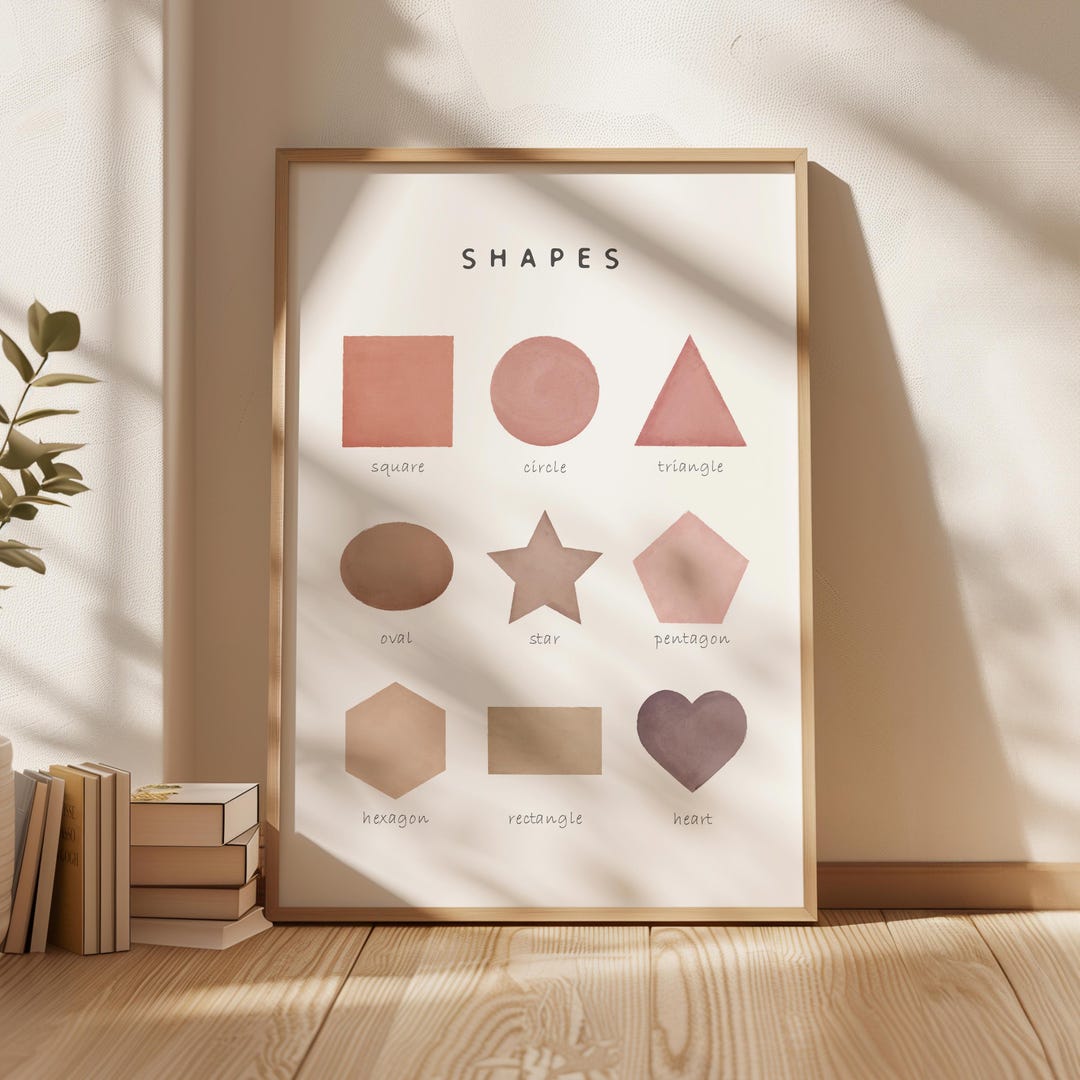Neutral Shapes Poster, Toddler Room Decor, Nursery Watercolor Print ...