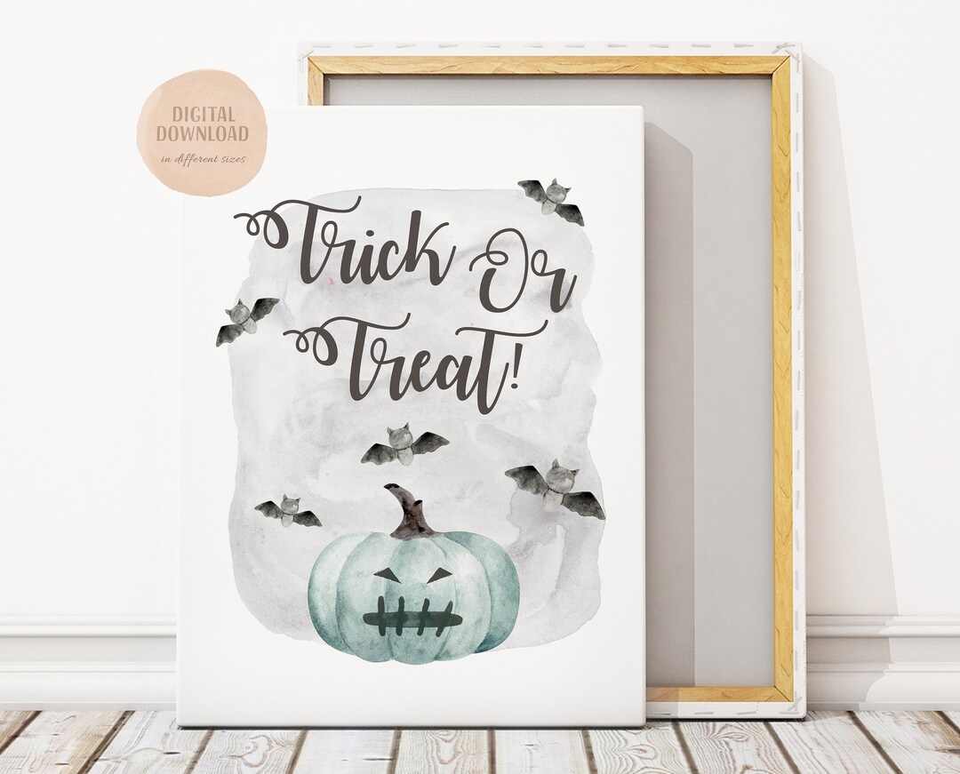 Halloween Poster, Pumpkin Print, Trick or Treat, Fall Wall Art ...