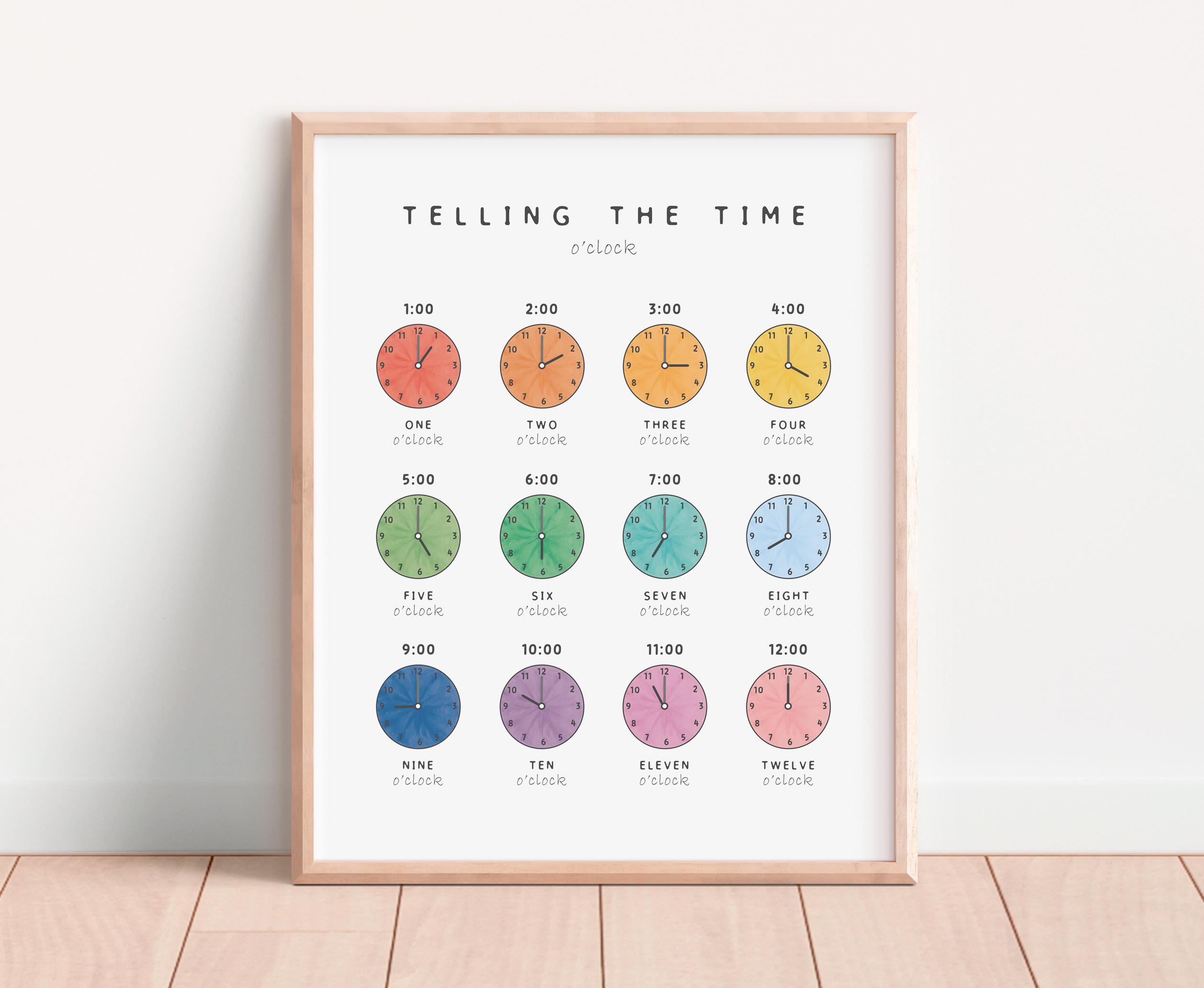 Telling Time Poster: Rainbow Classroom Decor (digital Download) - Etsy