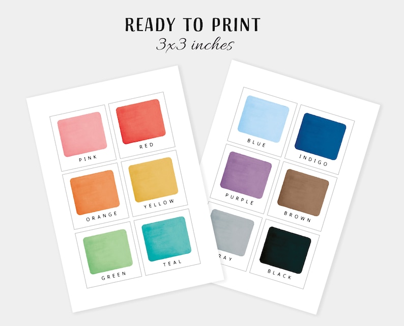 12 Color Cards Montessori Flashcards Pre-school Cards - Etsy