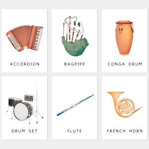 20 Musical Instruments Flash Cards, Montessori Materials, Pre-school ...