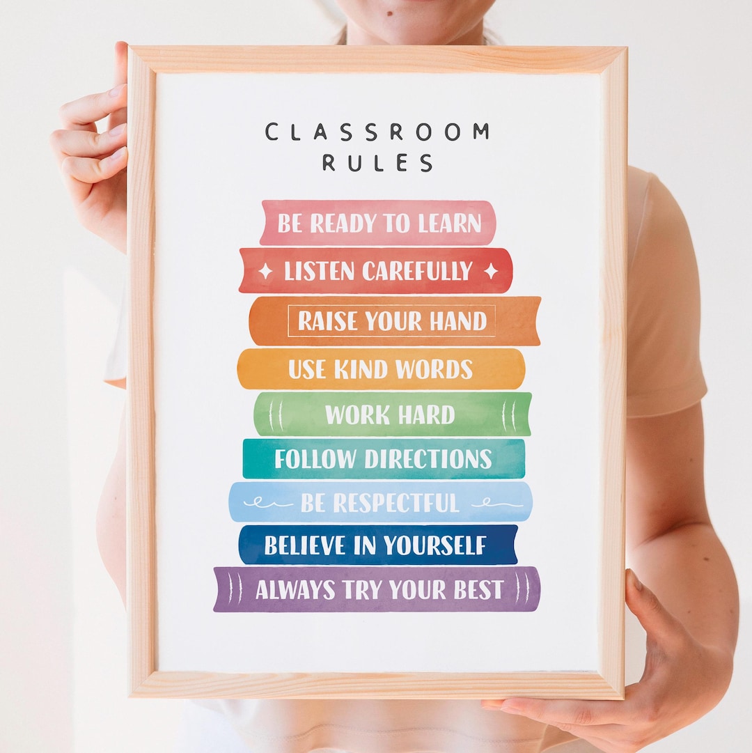 Rainbow Classroom Rules Poster: Positive Decor (digital Download - Etsy