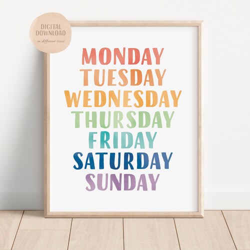 Days of the Week Classroom Decor Boho Calendar Poster - Etsy