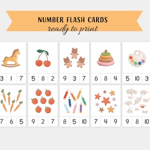 10 Number Cards, Preschool Counting Flash Cards, Count and Clip, Number ...