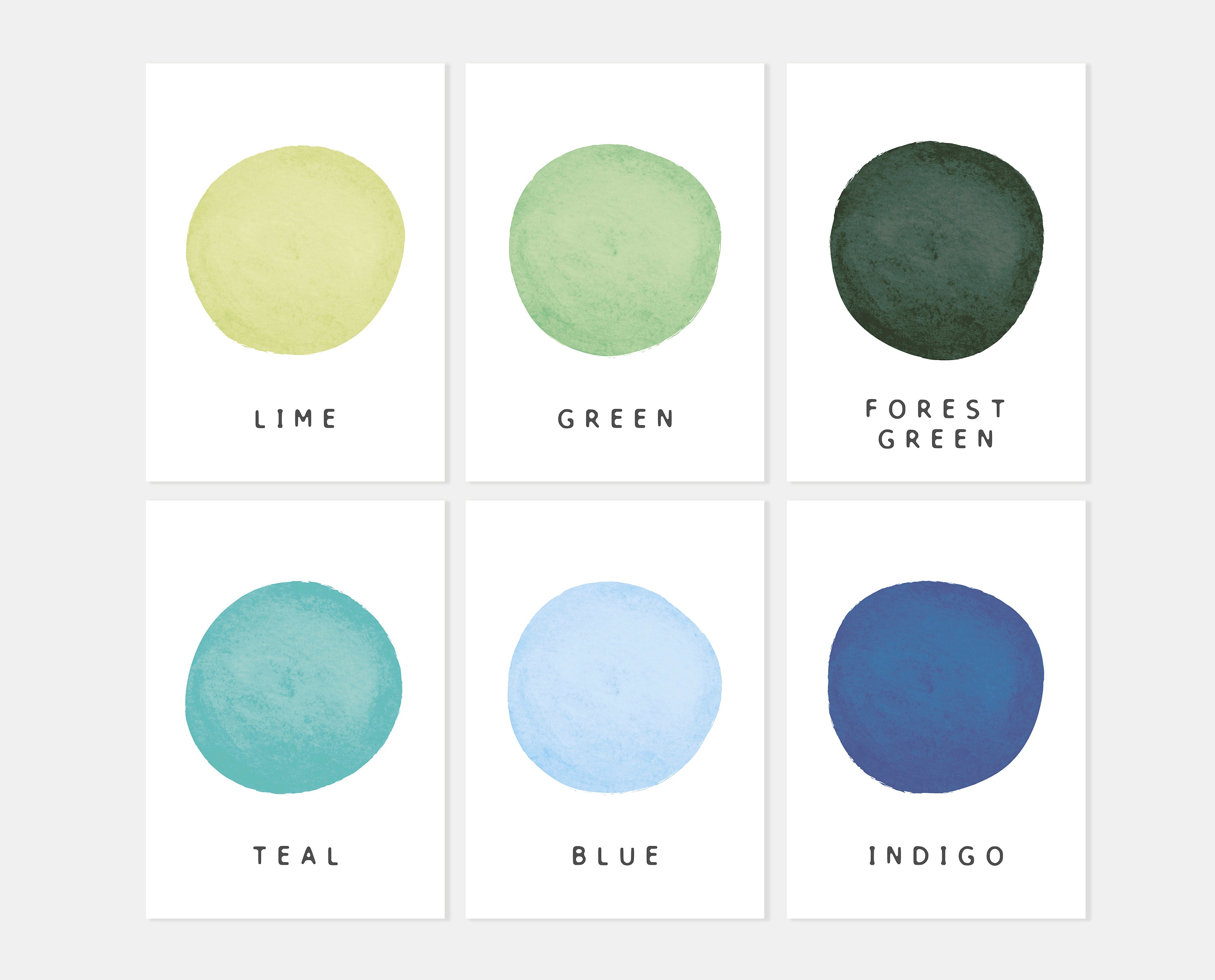 20 Color Cards, Montessori Flashcards, Pre-school Cards, Montessori ...
