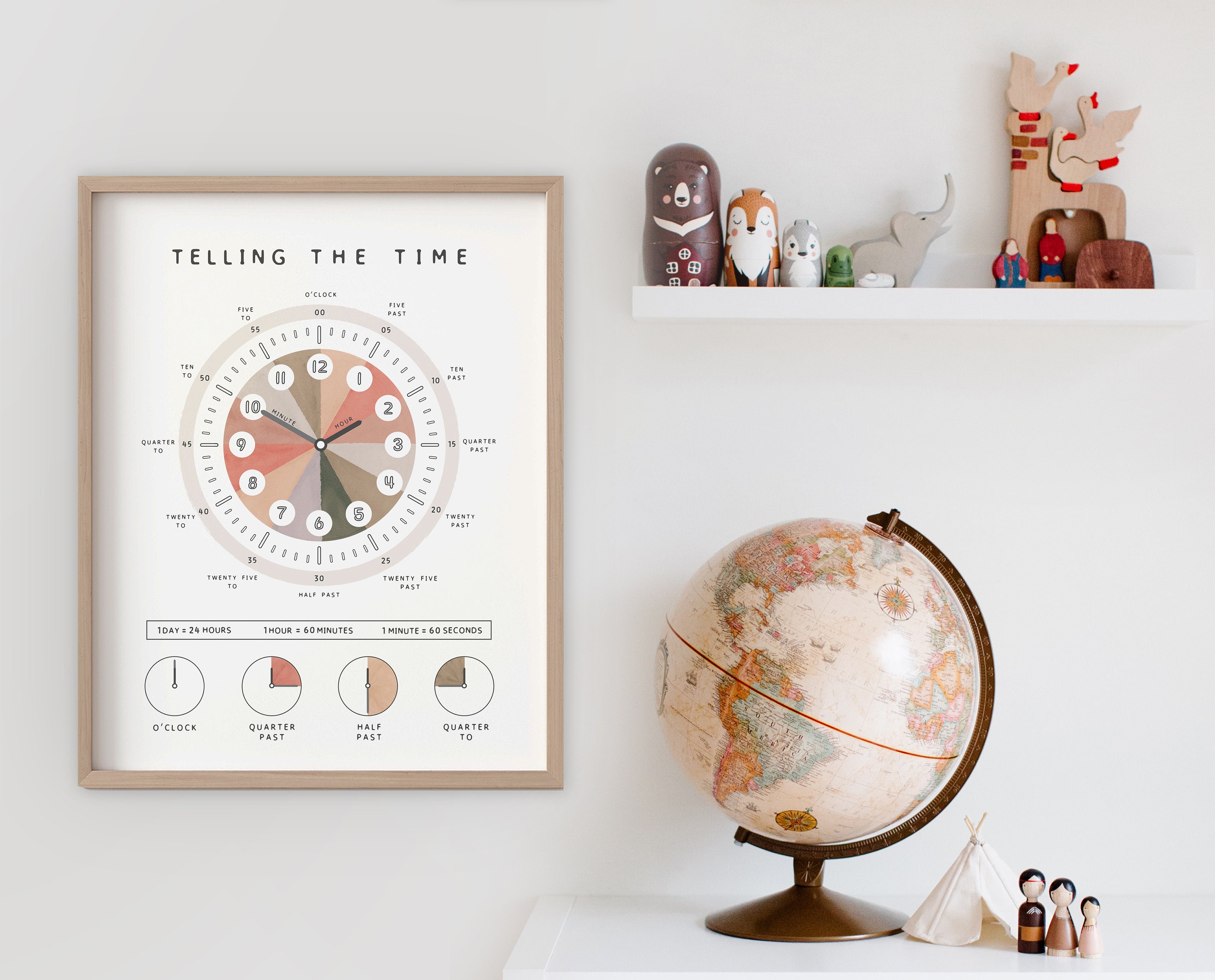 Telling the Time Poster Time Printables Neutral Playroom - Etsy