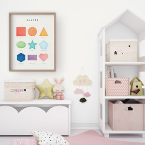 Shapes Educational Print, Rainbow Shapes Print, Nursery Wall Art ...