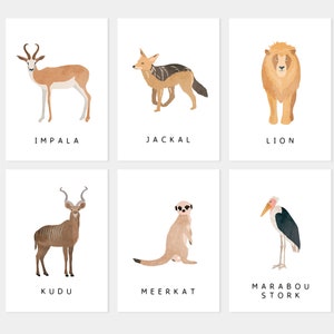 30 Safari Animals Flash Cards, Montessori Materials, Educational ...