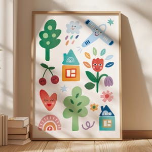 Vibrant Playroom Poster, Rainbow Nursery Wall Decor, Toddler Room Print ...