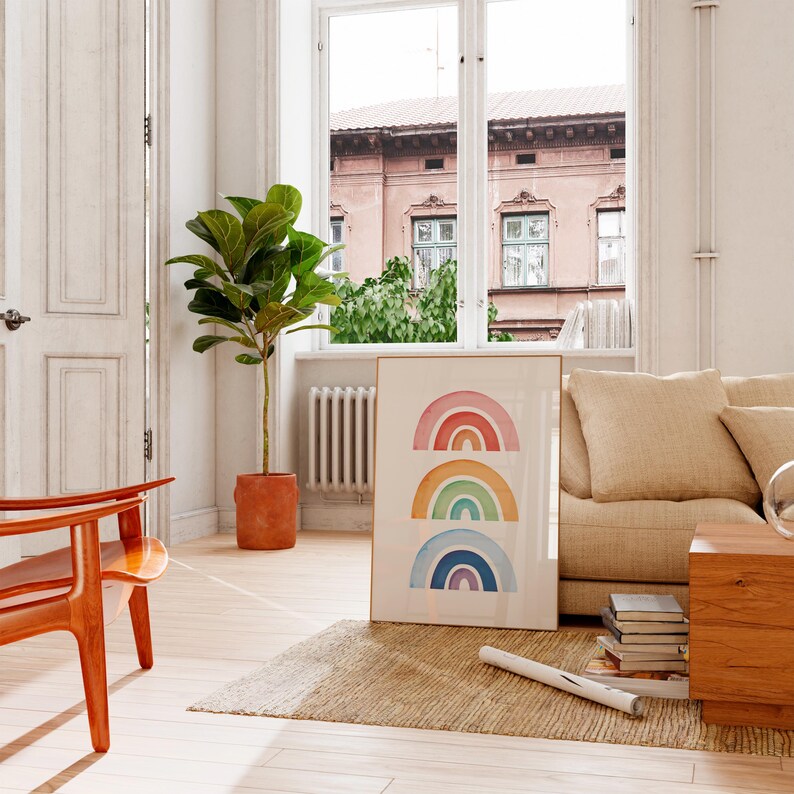 Nursery Rainbow Poster, Playroom Rainbows Print, Rainbow Nursery Wall ...