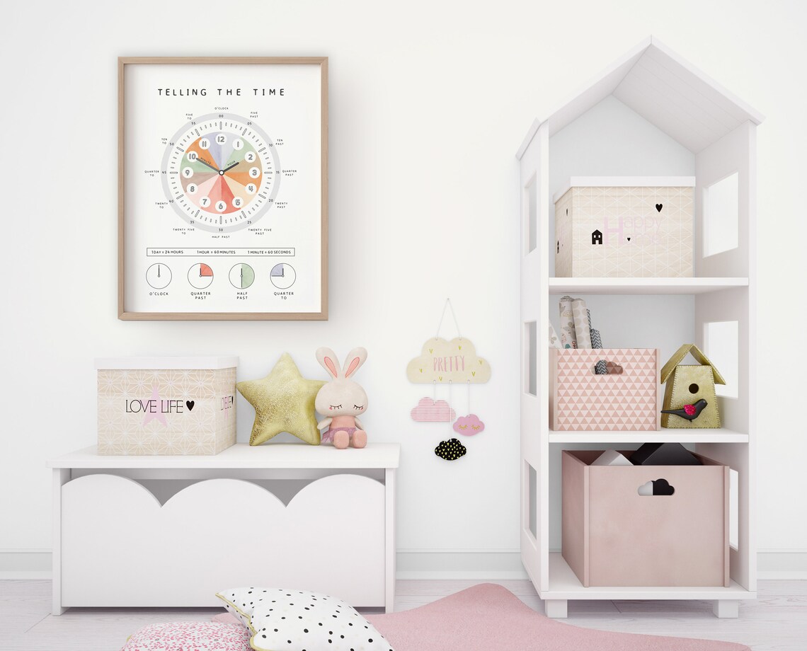 Telling the Time Poster Time Printables Rainbow Playroom - Etsy