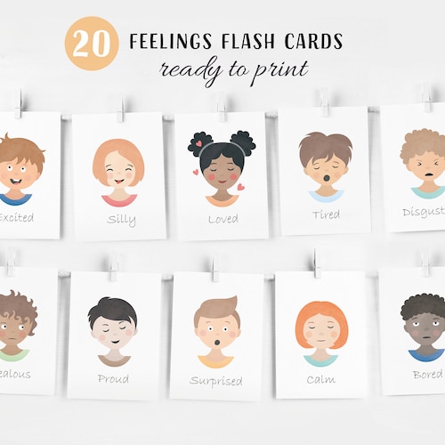 Feelings Flash Cards Emotions Chart Montessori Materials - Etsy