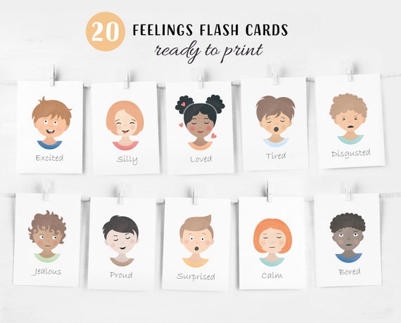 Feelings Flash Cards Emotions Chart Montessori Materials - Etsy