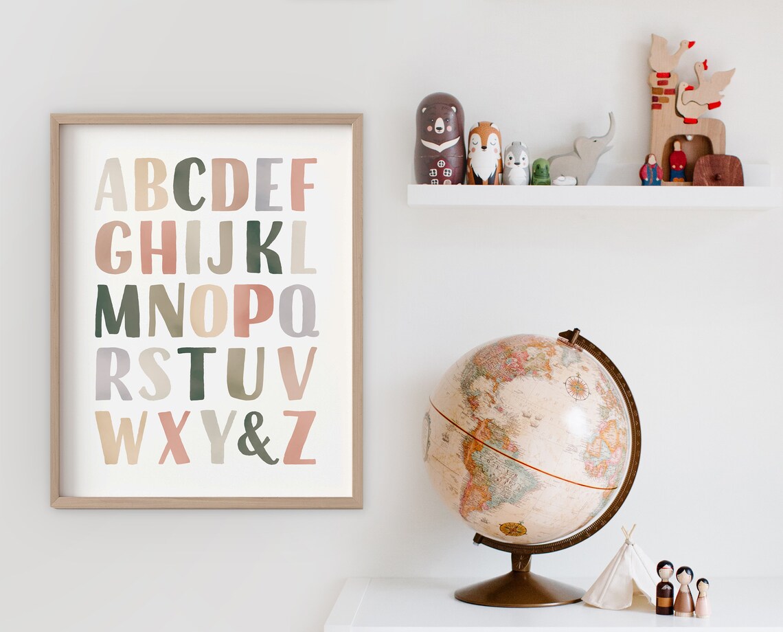 Neutral Alphabet Poster, Watercolour Alphabet, ABC Print, Nursery ...