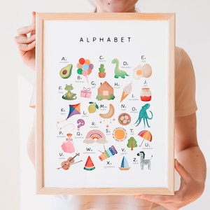 Rainbow Alphabet Poster, Nursery ABC Print, Rainbow Playroom Decor ...