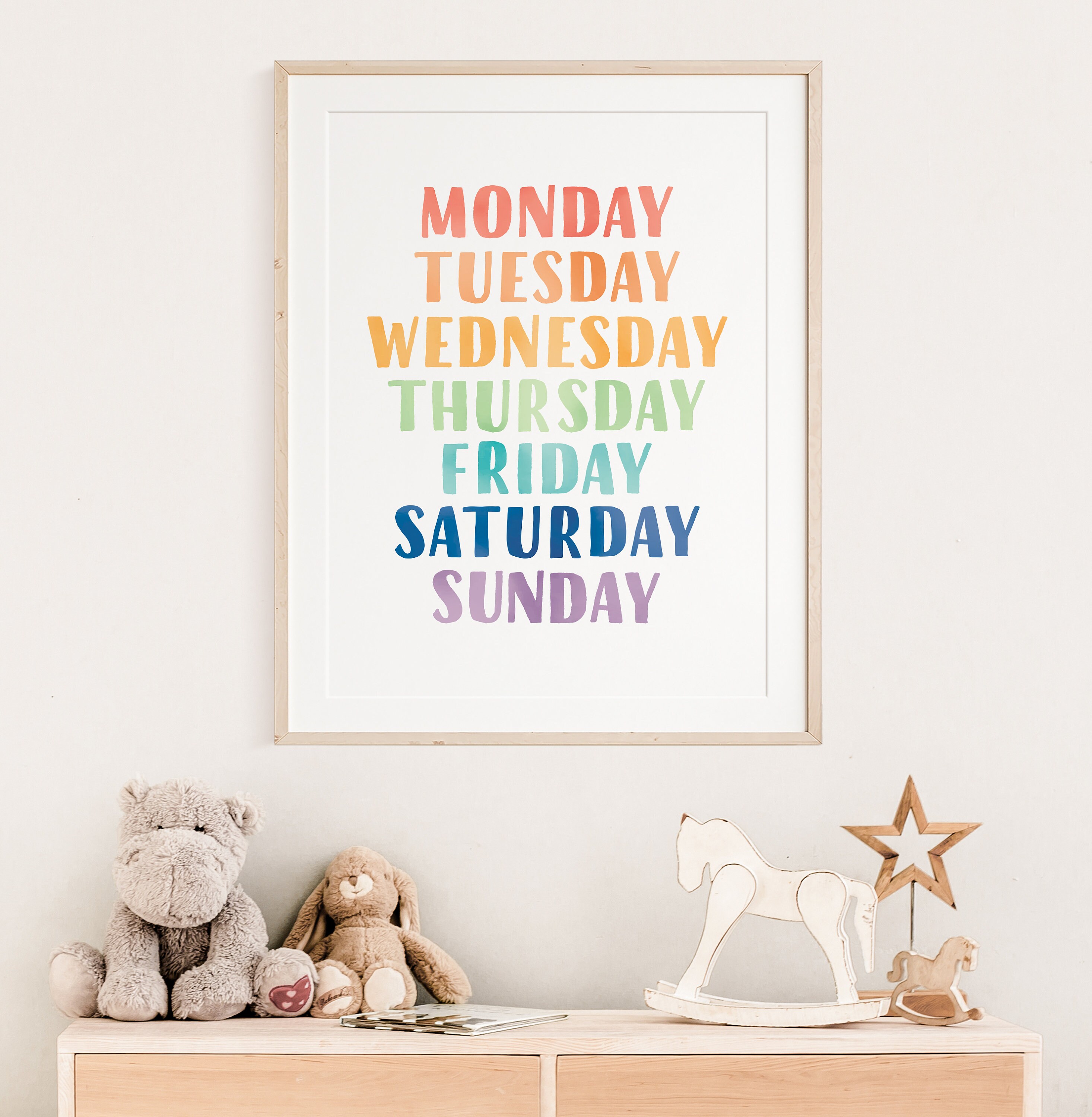 Rainbow Days of the Week Playroom Educational Poster Rainbow - Etsy ...