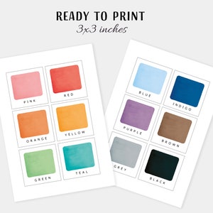 12 Color Cards Montessori Flashcards Pre-school Cards - Etsy