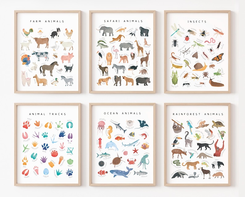 Set of 25 Educational Posters, Montessori Classroom Decor, Toddler ...